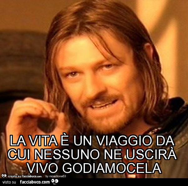 La vita è un viaggio da cui nessuno ne uscirà vivo. Godiamocela ... La vita è un viaggio da cui nessuno ne uscirà vivo. Godiamocela ...